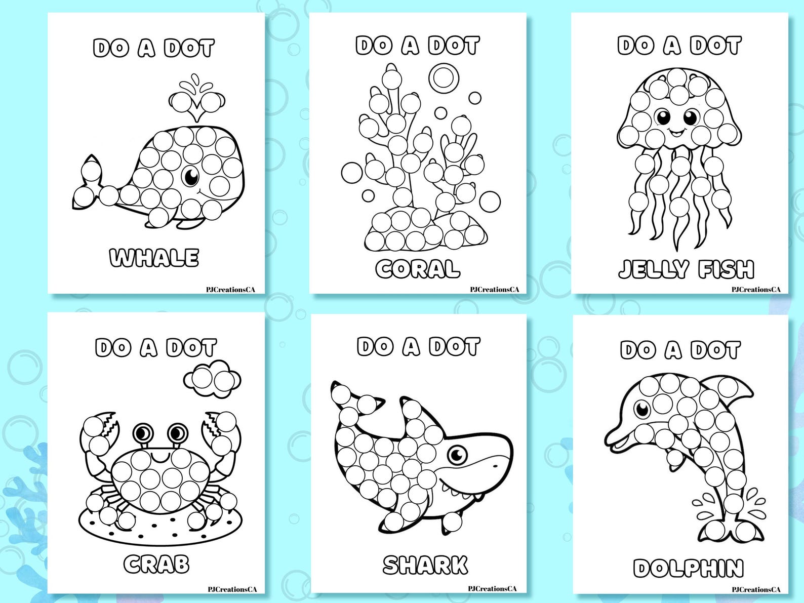 Sea Animal Dot Marker Printable Pack | Fun Preschool Daycare Activity ...