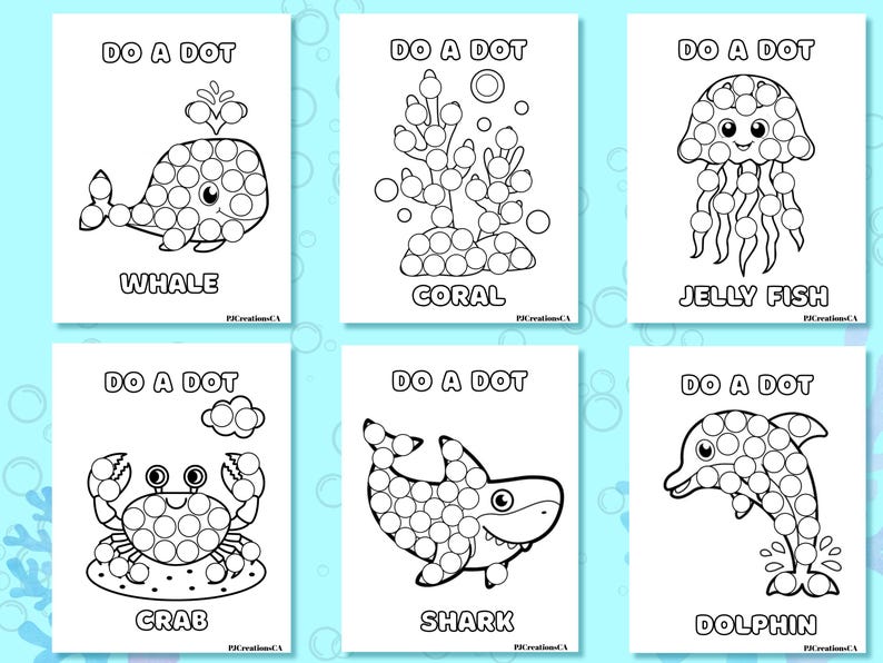 Sea Animal Dot Marker Printable Pack | Fun Preschool Daycare Activity ...