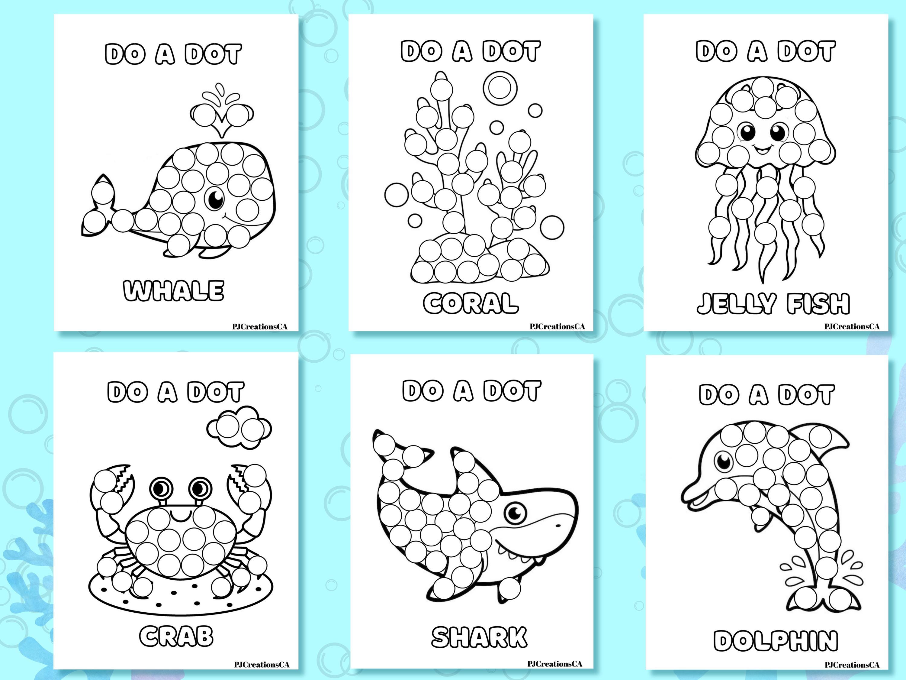 Sea Animal Dot Marker Printable Pack | Fun Preschool Daycare Activity ...