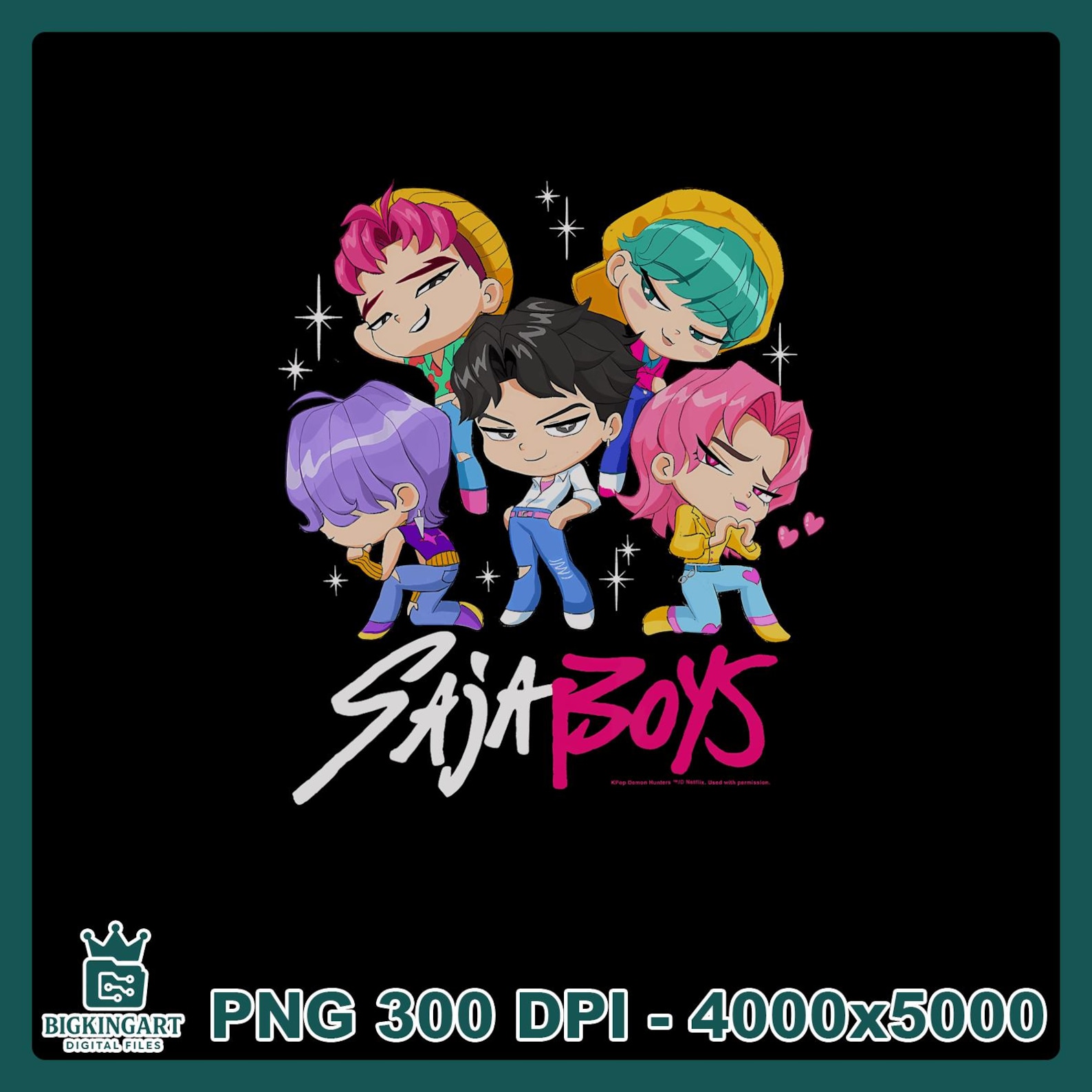 Kpop Demon Hunters PNG, Saja Boys Chibi Boy Band Group Shot - Etsy