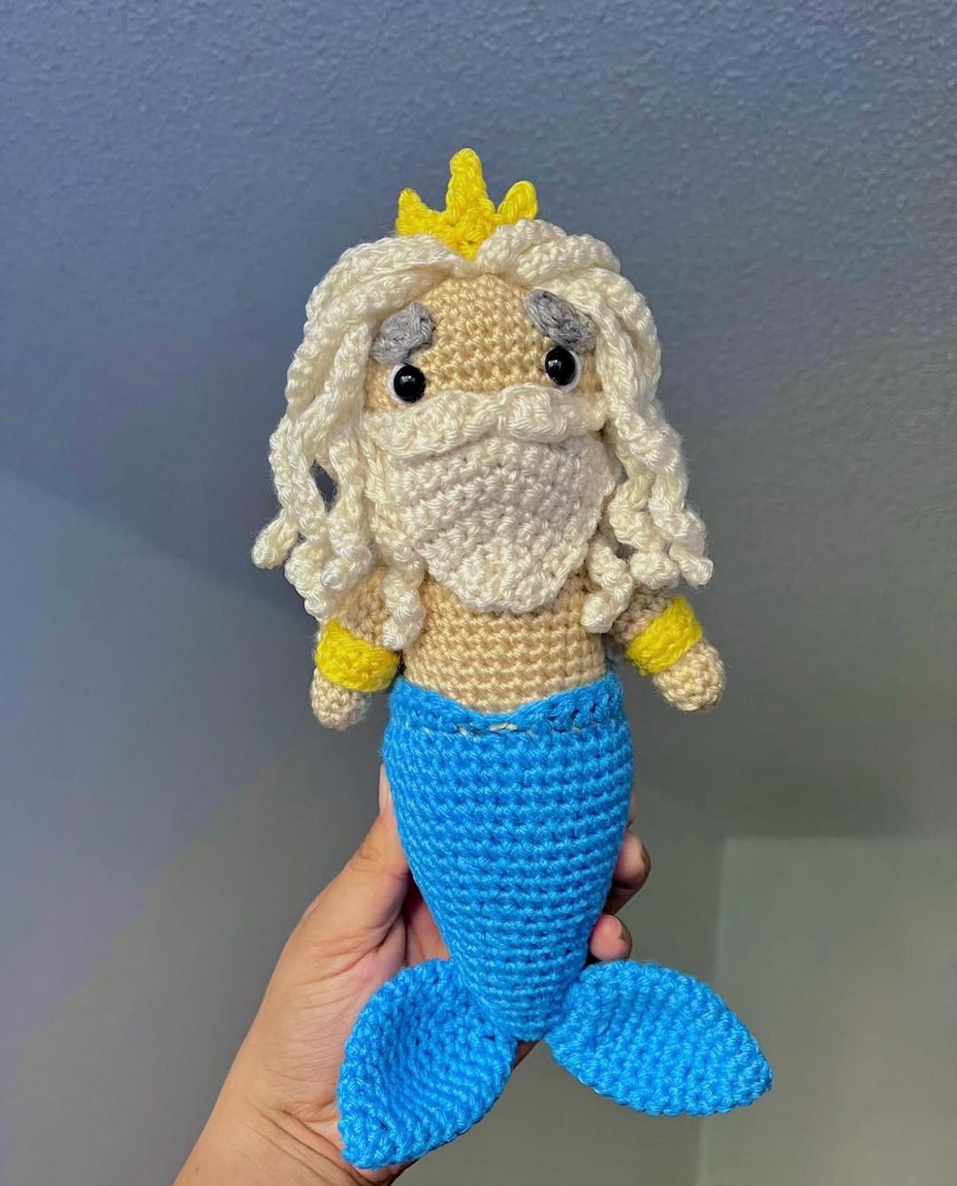 King Triton Doll Handmade Crochet | Little Mermaid Inspired Plush ...