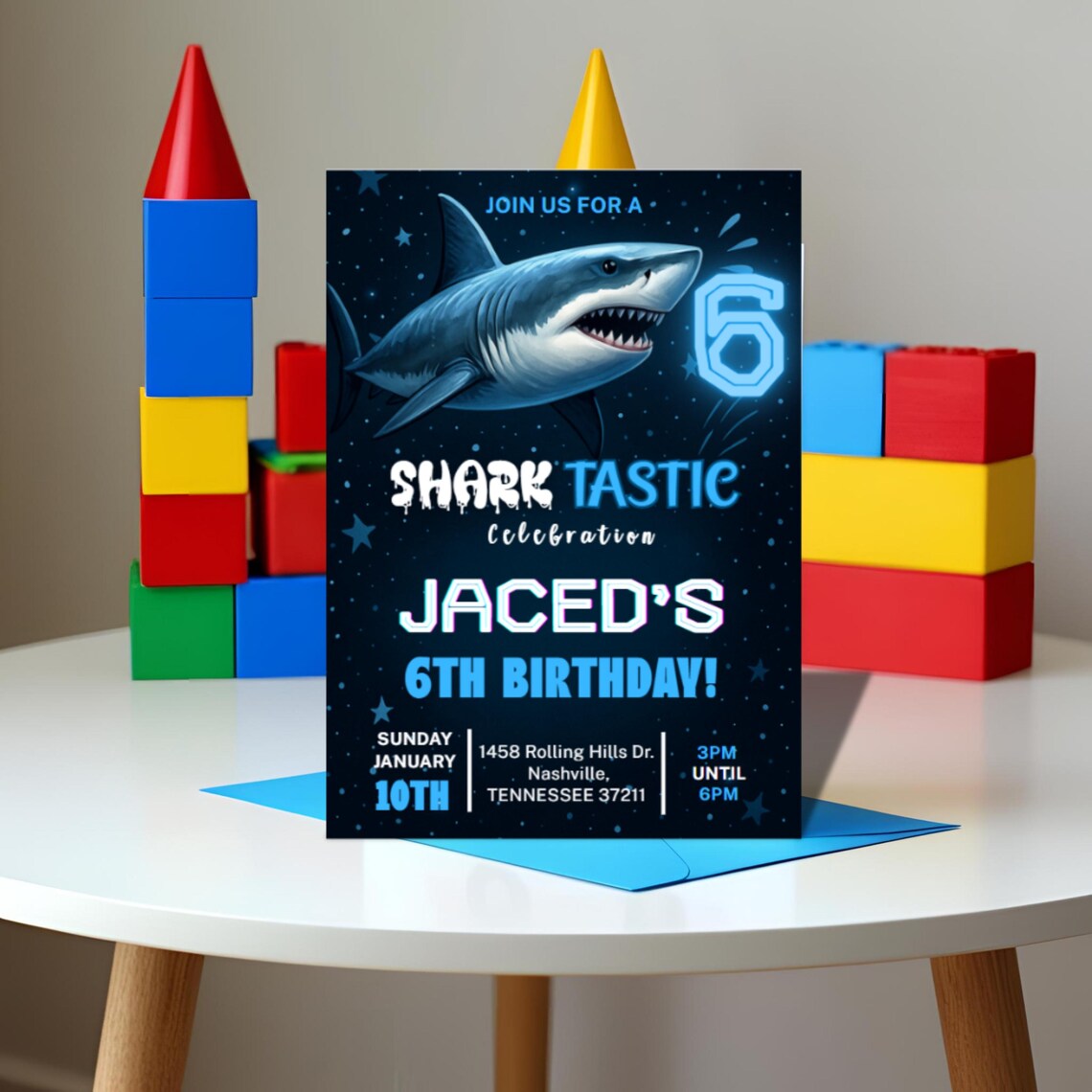 Shark Birthday Invitation | Sharktastic Editable Canva Template for ...