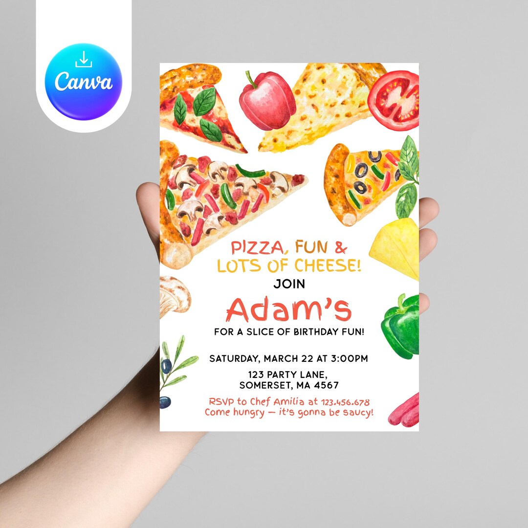 Pizza Party Invite, Digital Download, Italian Pizza Birthday Party ...