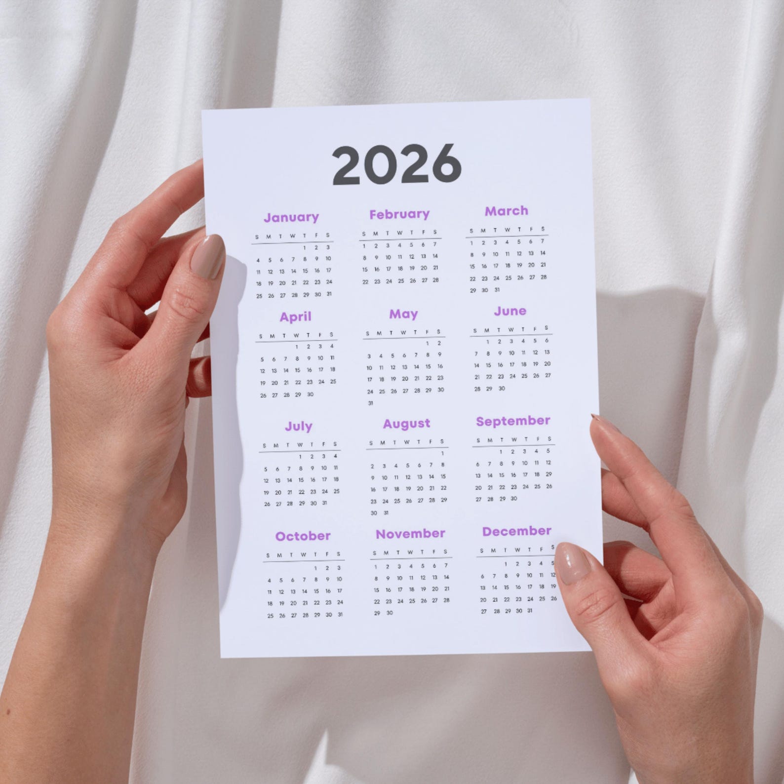 2026 Printable Calendar: Colorful Desk or Wall Planner (PDF Download ...