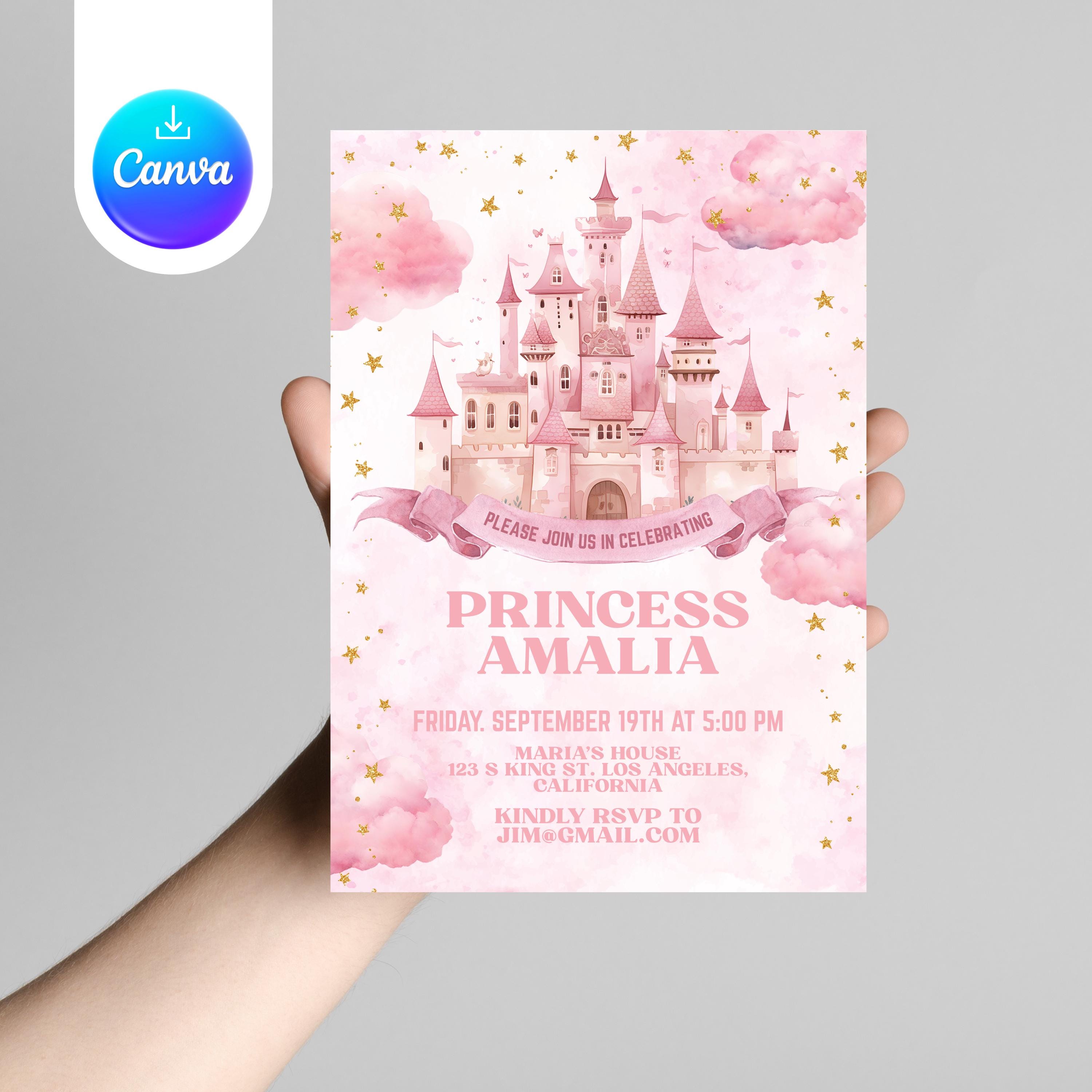 Princess Birthday Invitation Template: Castle Design (digital Download ...
