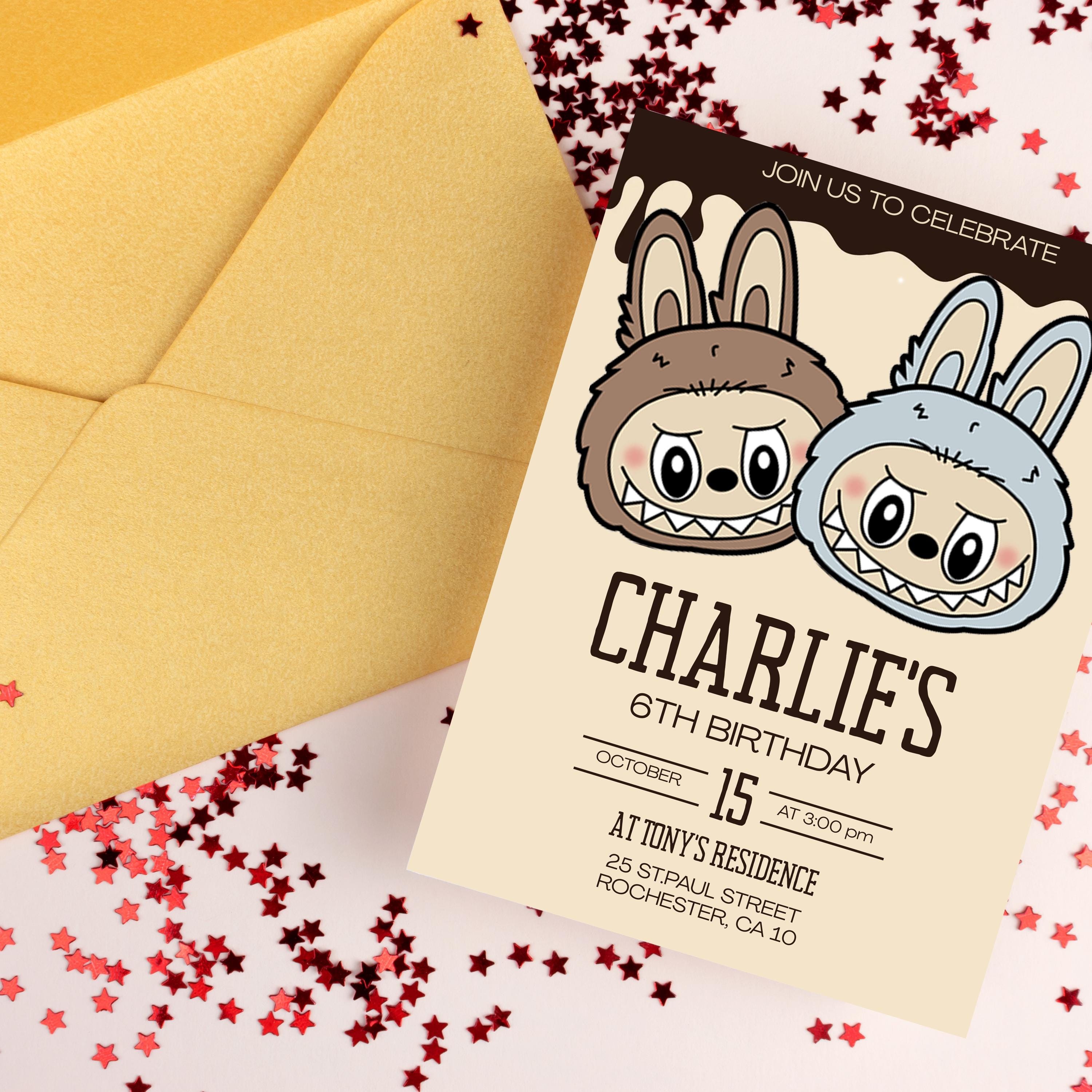 Editable Labubu Canva Birthday Invite, Printable Editable Invite ...