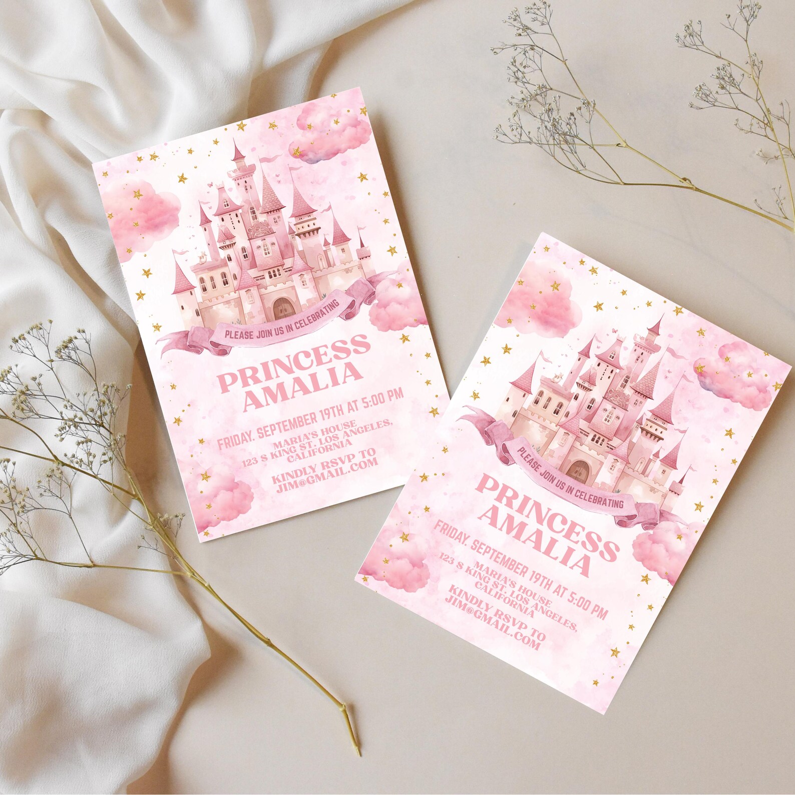 Princess Birthday Invitation Template, Princes Invite, Printable ...