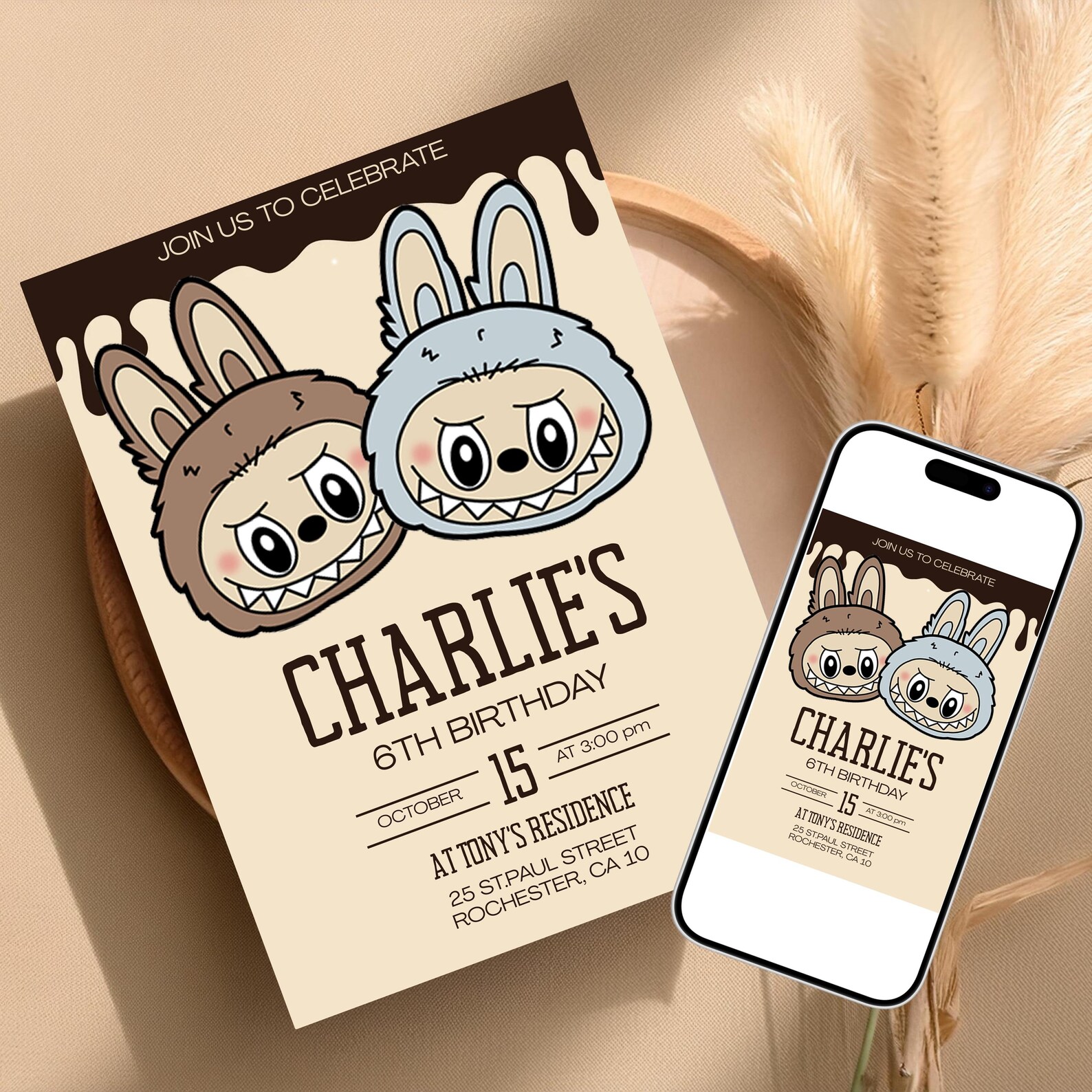 Editable Labubu Canva Birthday Invite, Printable Editable Invite ...