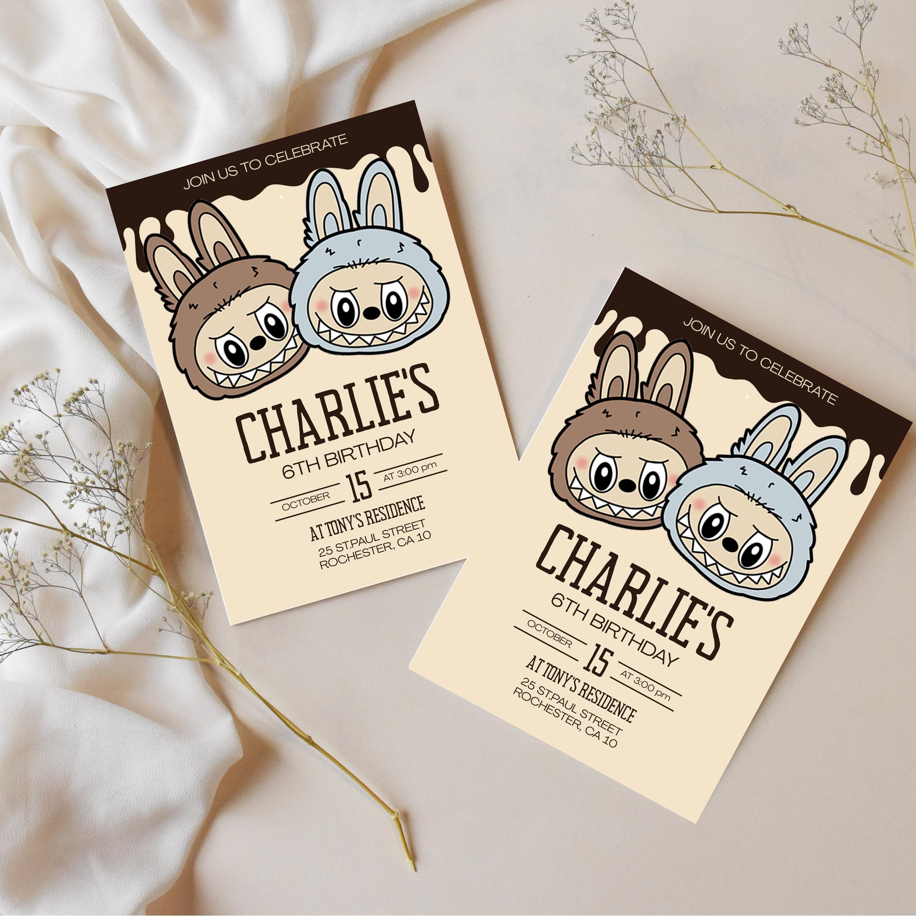 Editable Labubu Canva Birthday Invite, Printable Editable Invite ...