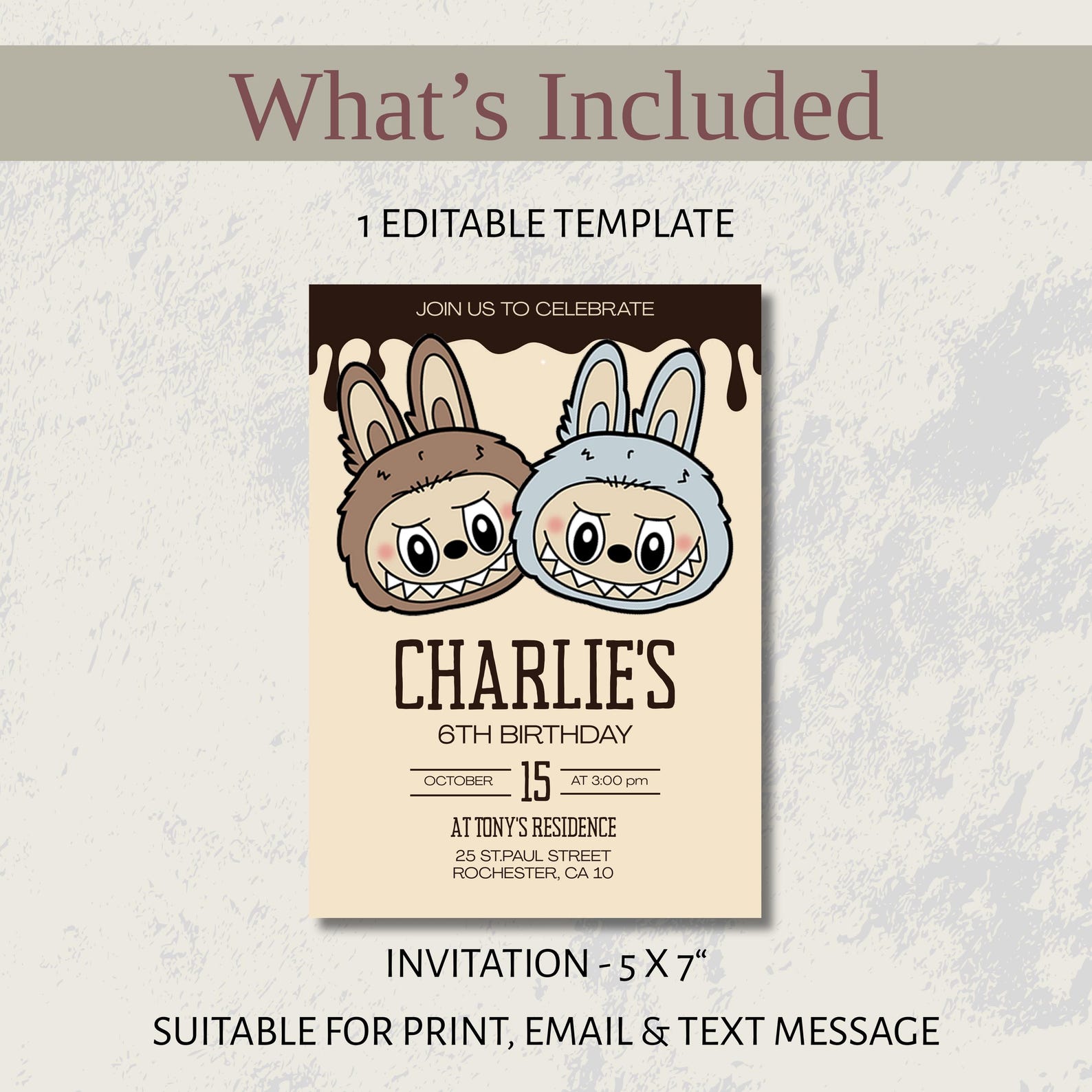 Editable Labubu Canva Birthday Invite, Printable Editable Invite ...