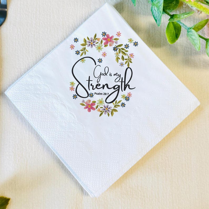 God is My Strength Psalm 46:1 Napkin, Bible Verse Faith Paper Napkin ...