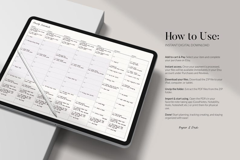 Hourly Weekly Planner • Digital PDF Weekly Schedule • Printable Time ...