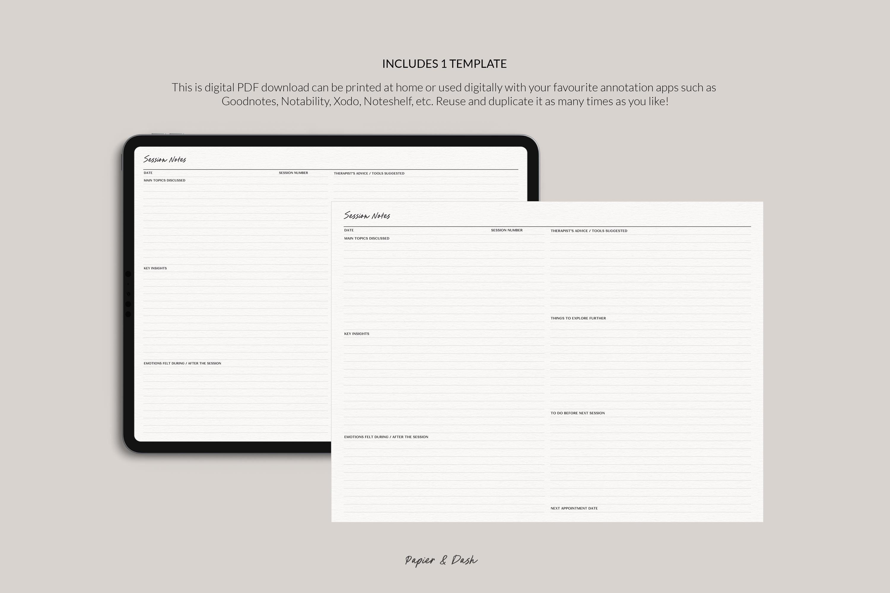 Therapy Session Notes • Digital & Printable Therapy Journal PDF ...