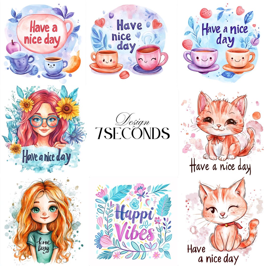 Watercolor "have a Nice Day" Design - Digital Download for Mugs, T ...