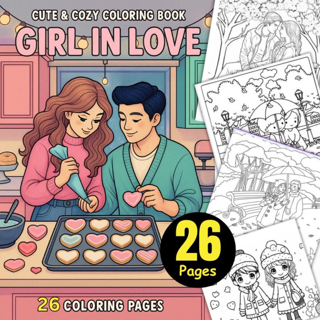 Couple Moments Coloring Page for Adults, Cute Couples Coloring Book ...