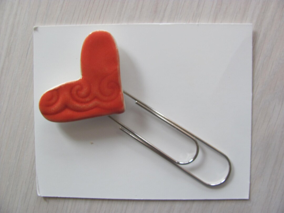 Heart Bookmark Ceramic Pottery Handmade Page Marker Paperclip Bookmark ...