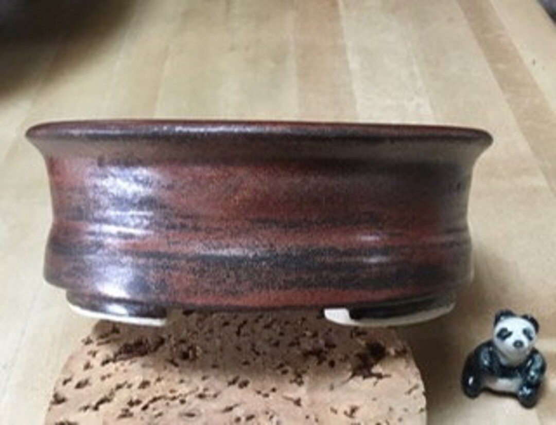 Round Bonsai Pot 5 7/8 Handmade Pottery Copper Float Glaze Small Pot B7 ...