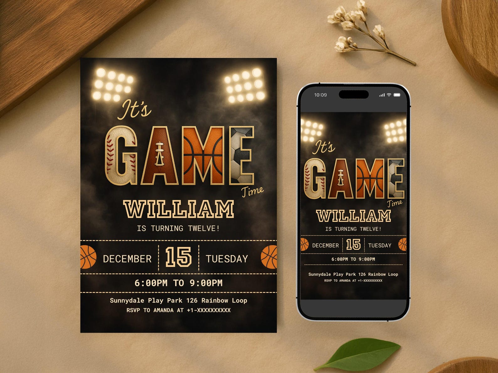 It's Game Time Sports Birthday Invitation Template: Editable Game Time ...