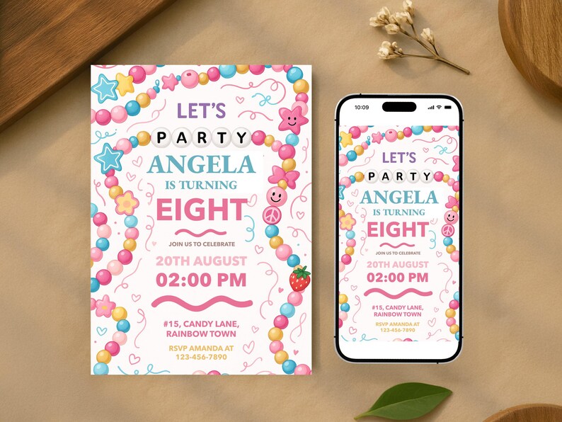 Editable Girl Friendship Belt Birthday Party Invitation Card Template ...
