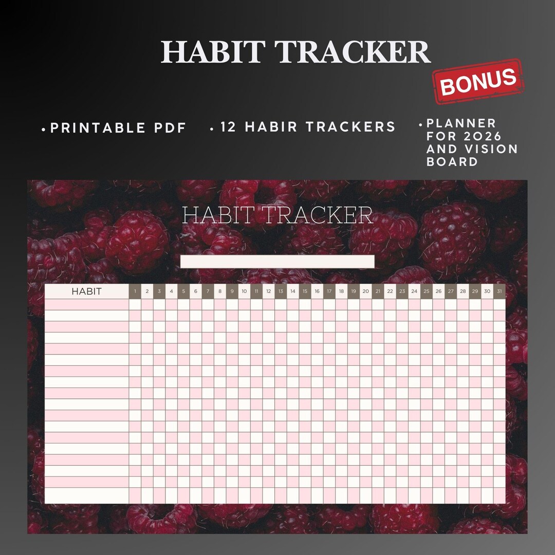 Fruitful Habit Tracker Printable, 2026 Planner & Vision Board (PDF) - Etsy