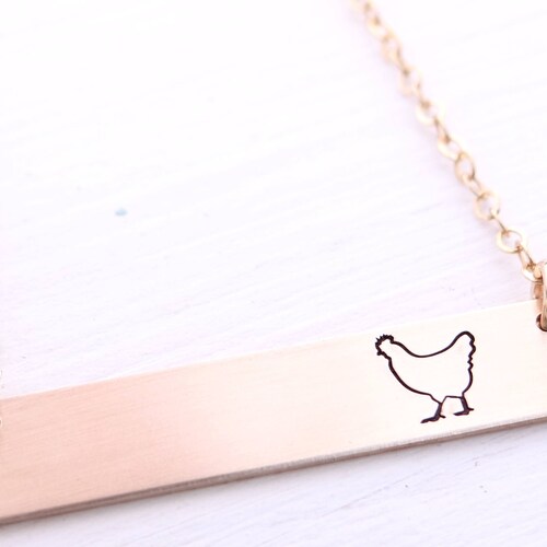 Chicken Gold Bar Necklace. Crazy Chicken Lady. Gift for Animal - Etsy