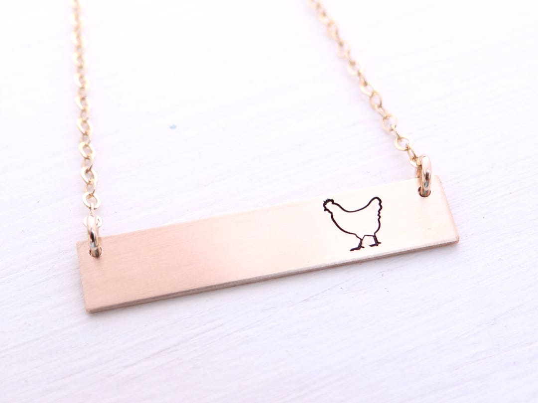 Chicken Gold Bar Necklace. Crazy Chicken Lady. Gift for Animal Lover ...
