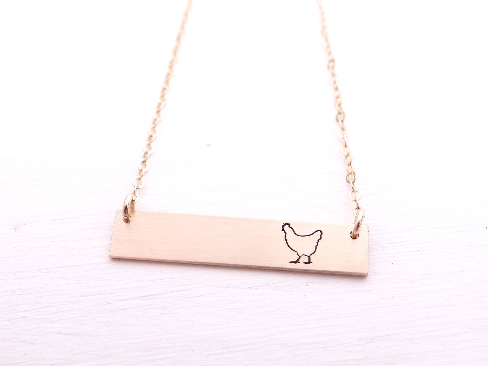 Chicken Gold Bar Necklace. Crazy Chicken Lady. Gift for Animal | Etsy