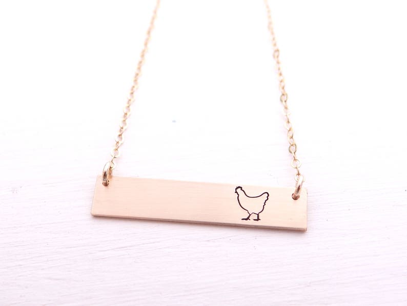 Chicken Gold Bar Necklace. Crazy Chicken Lady. Gift for Animal - Etsy