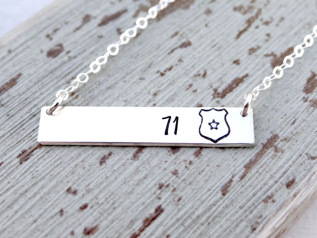 Personalized Police Badge Bar Necklace - Shield and Badge Number ...