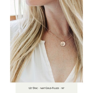 Dainty Silver, Gold, or Rose Disc Necklace. Birth Flower Necklace ...