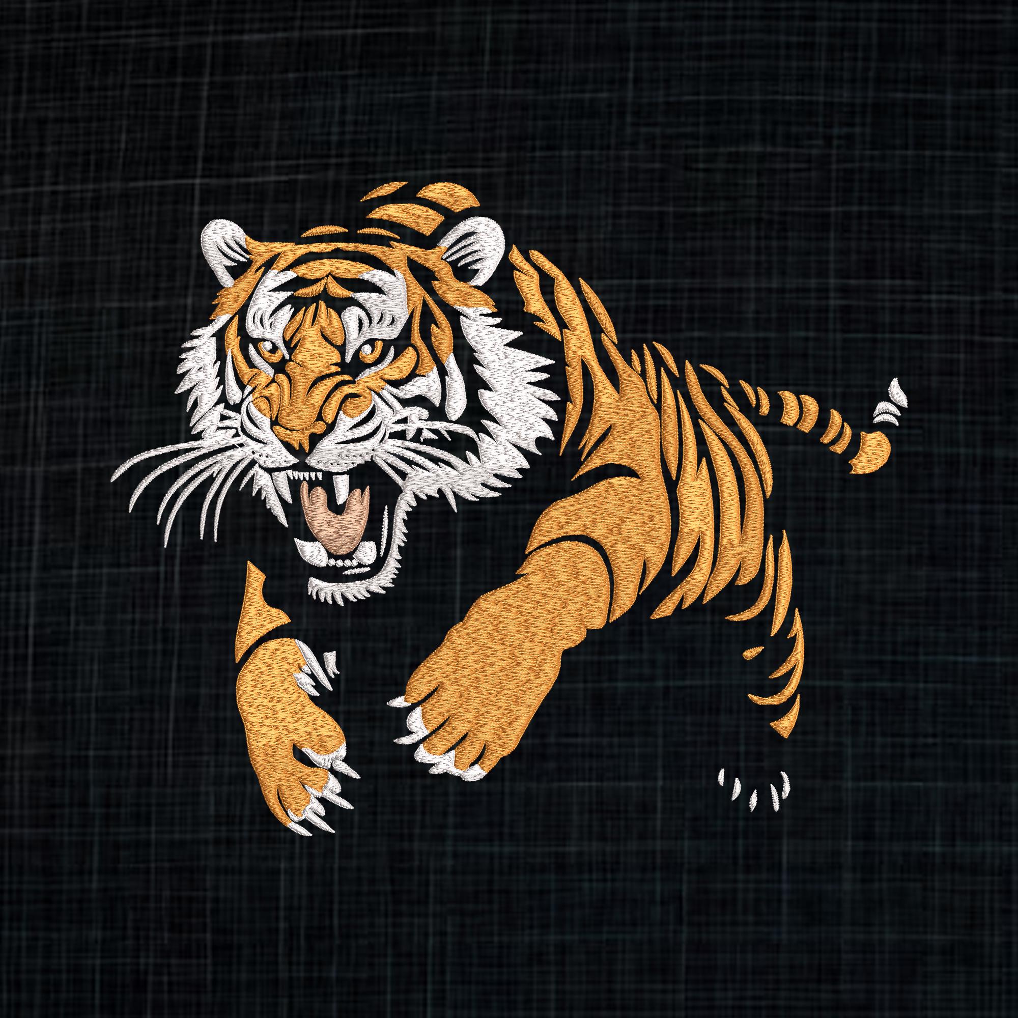 Tiger Head Embroidery Design, Lifelike Animal Face Pattern for Dark ...