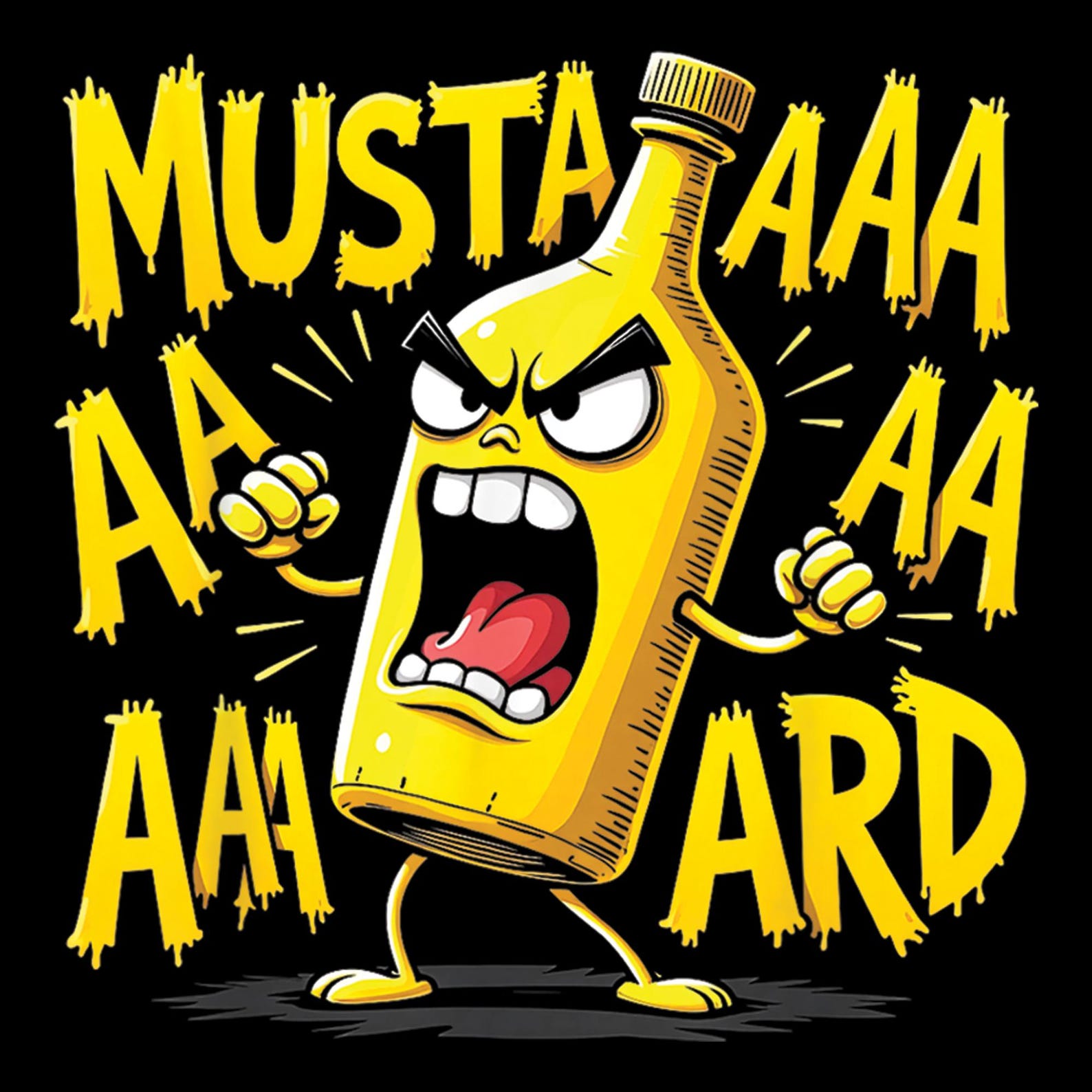 Screaming Mustard Bottle PNG | Funny Condiment Rap Humor Design | Loud ...
