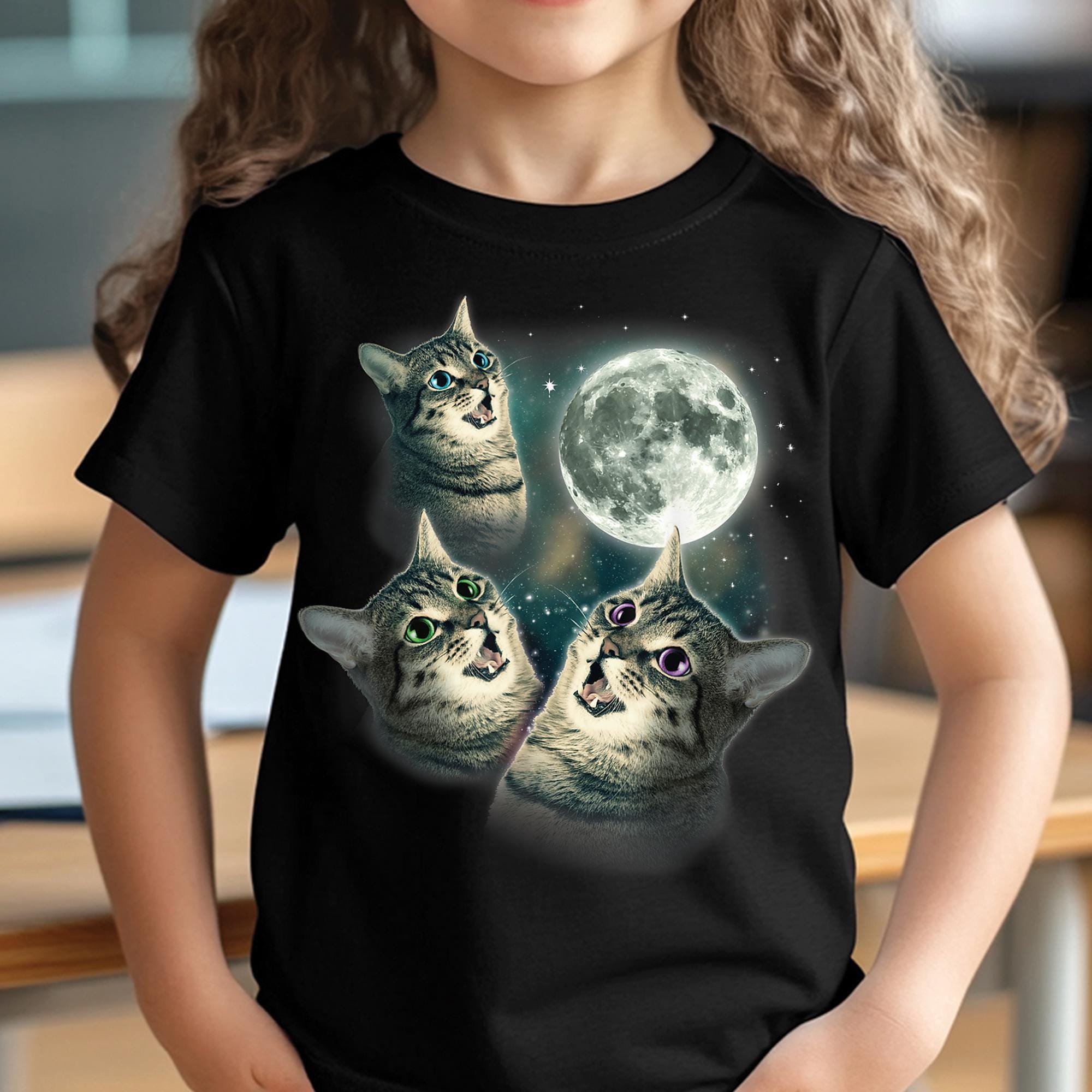 Funny Three Cats Howling at the Moon PNG | Digital Cat Meme Art |space ...