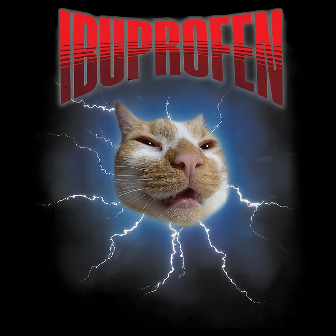 Ibuprofen Cat PNG | Funny Meme Design for Cat Lovers | Comic Style Cat ...