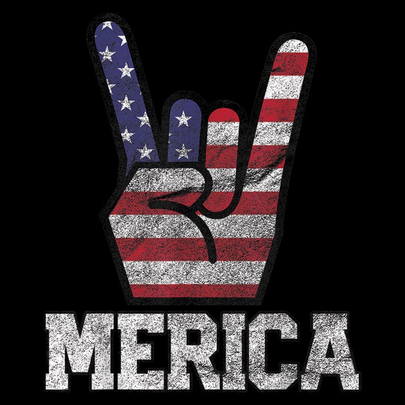MERICA Rock Hand PNG | Vintage USA Flag Patriotic Shirt Design | 4th of ...