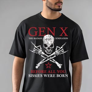 Gen X Badass PNG | Retro Skull Middle Finger Design | Sarcastic Digital ...