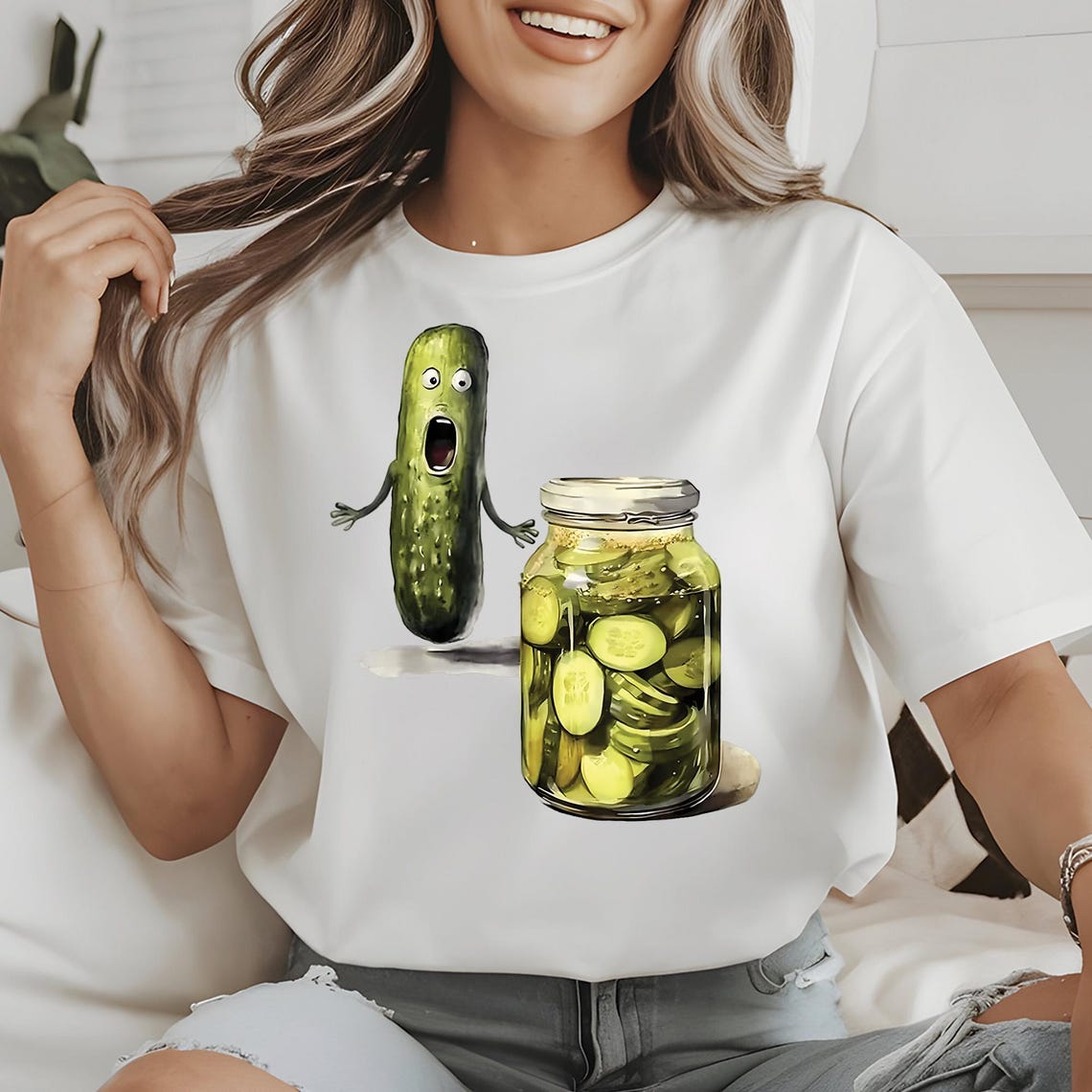 Funny Pickle PNG – Surprised Cucumber and Jar of Pickles Design, Food Humor Digital Download ...