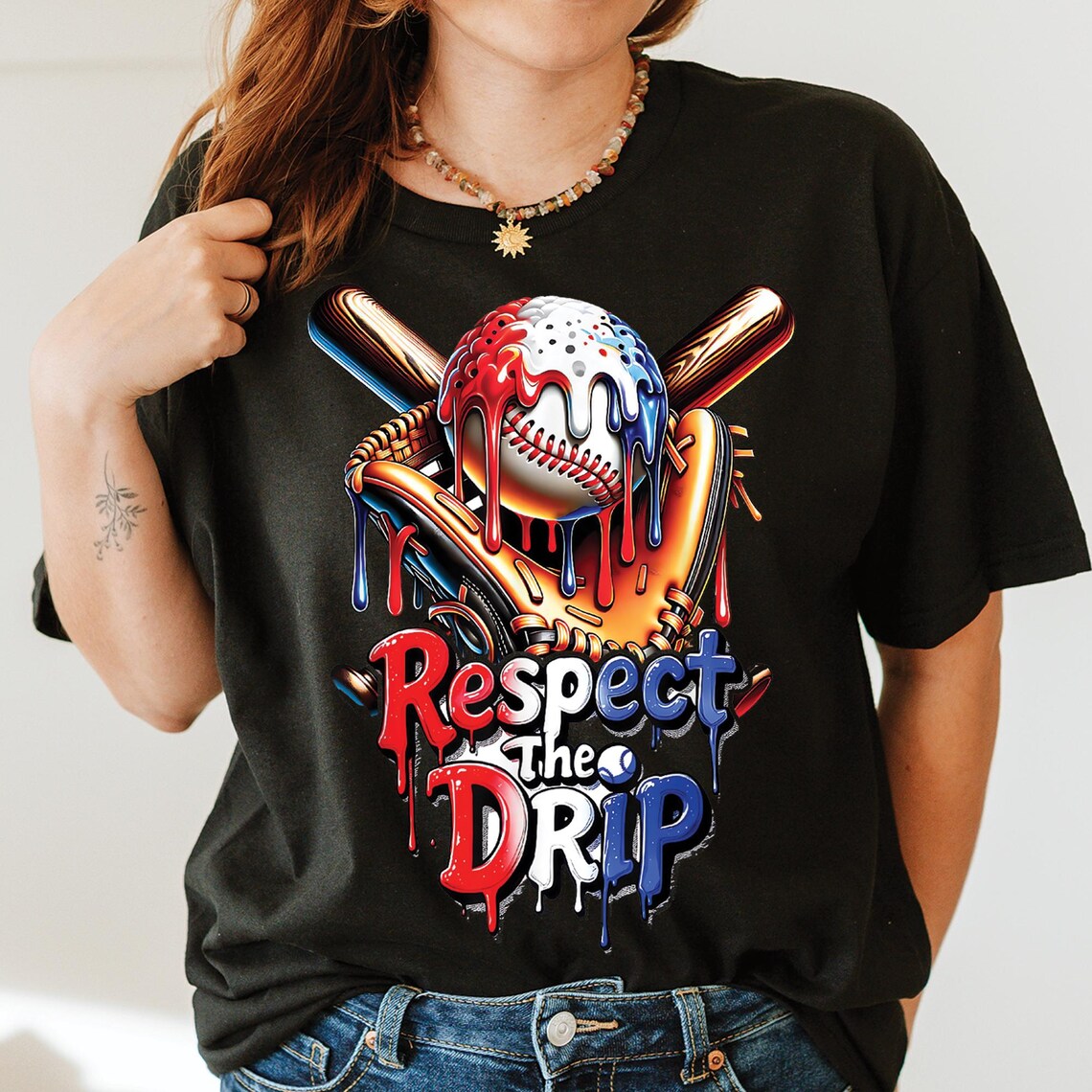 Respect the Drip Baseball PNG | Red White Blue Youth Baseball Design ...