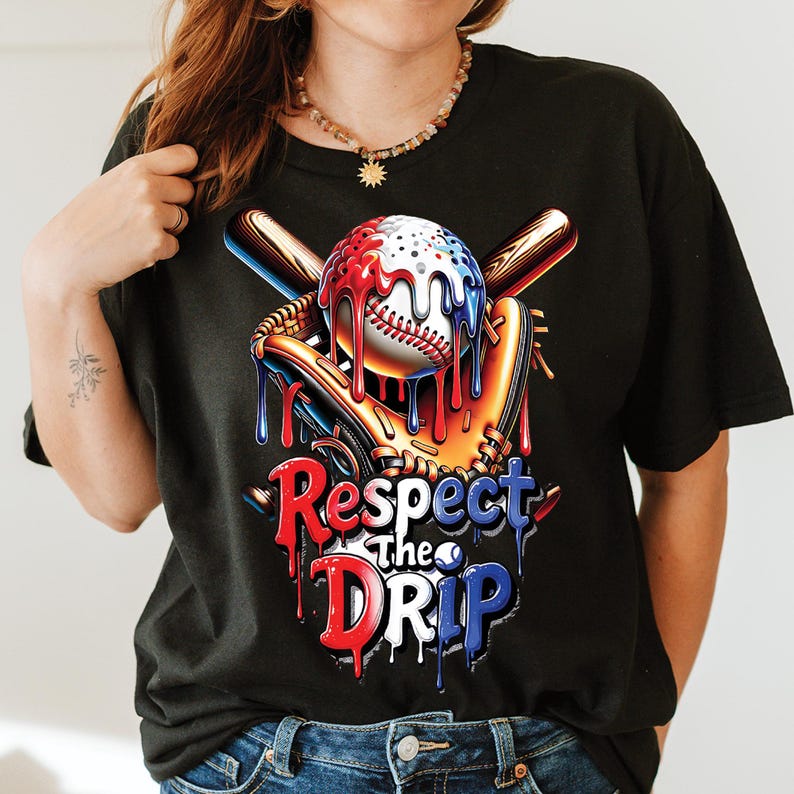 Respect the Drip Baseball PNG | Red White Blue Youth Baseball Design ...