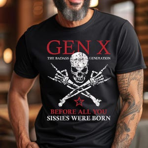 Gen X Badass PNG | Retro Skull Middle Finger Design | Sarcastic Digital ...