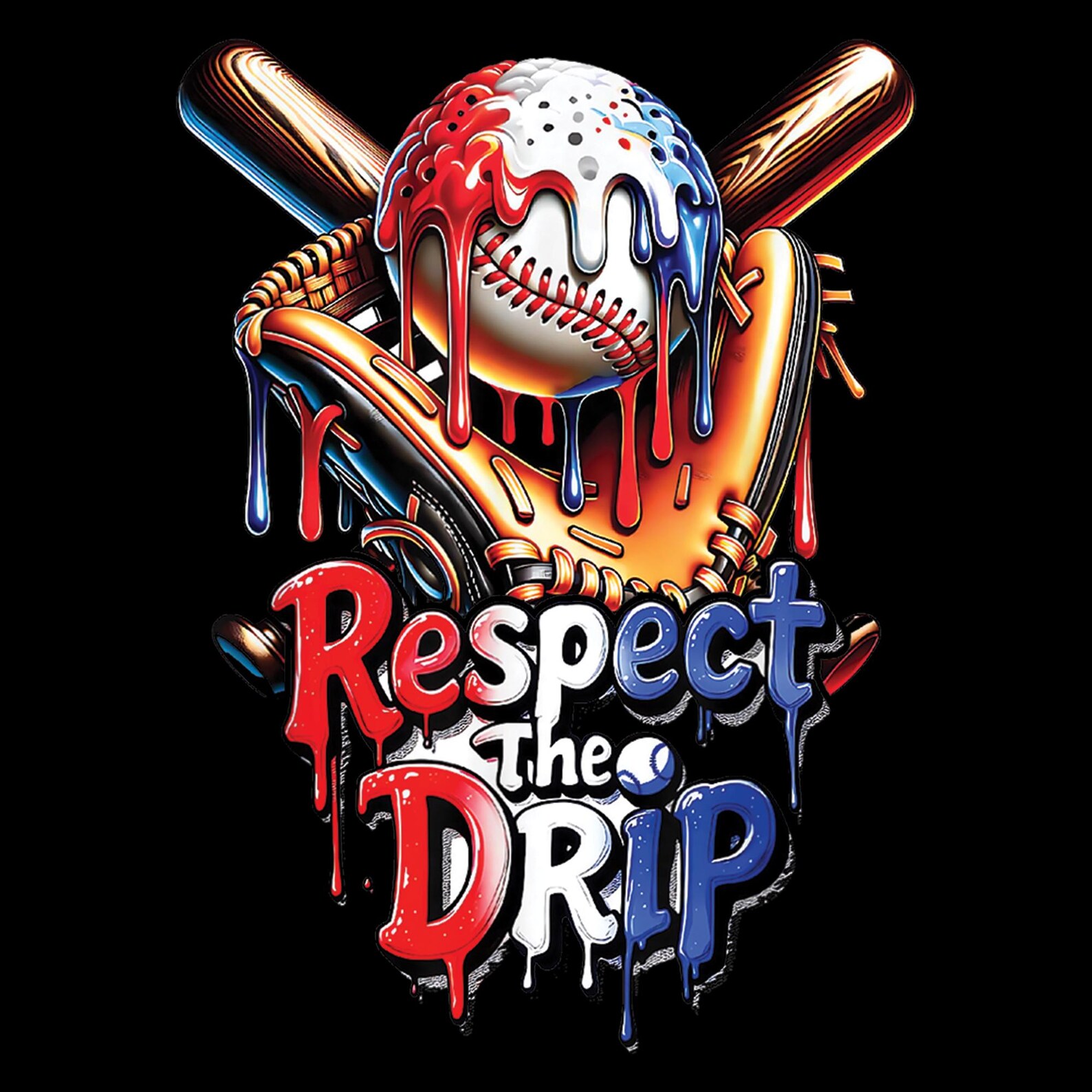 Respect the Drip Baseball PNG | Red White Blue Youth Baseball Design ...