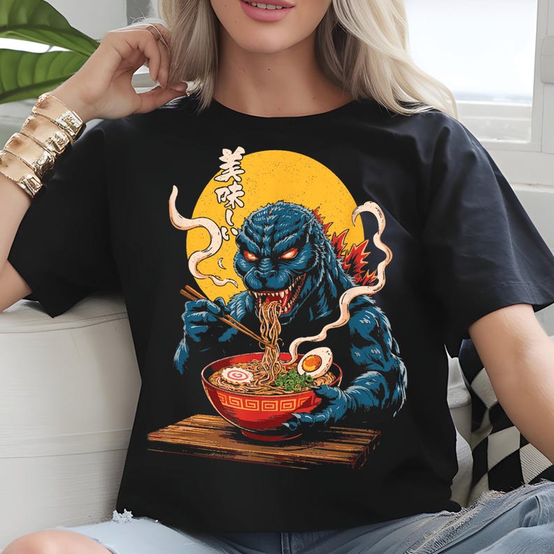 Funny Kaiju Eating Ramen PNG | Japanese Monster Noodle Design ...