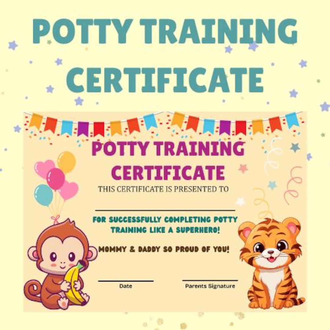 Potty Training Certificate Printable | Toddler Toilet Training Award ...
