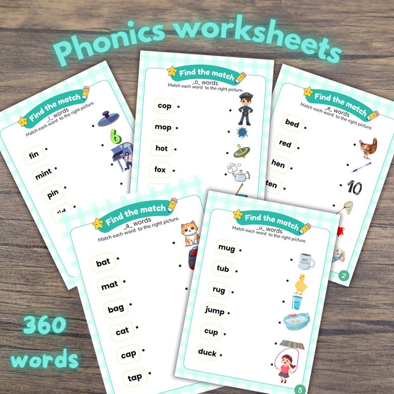 Phonics Worksheets Bundle – 40 Printable Pages 360 Words & 40 Phonics ...
