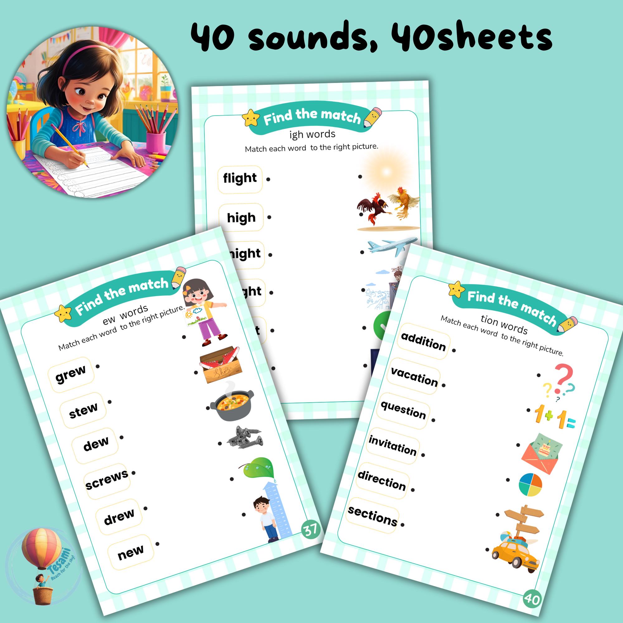 Phonics Worksheets Bundle – 40 Printable Pages 360 Words & 40 Phonics ...