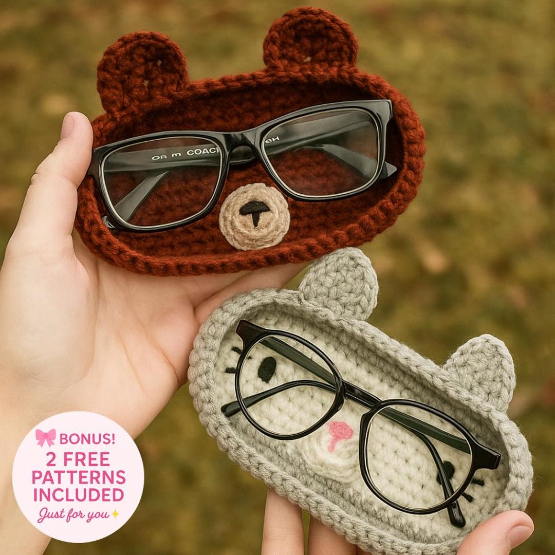CROCHET PATTERN Easy Eyeglasses Holder Cute Amigurumi Bear Animal ...