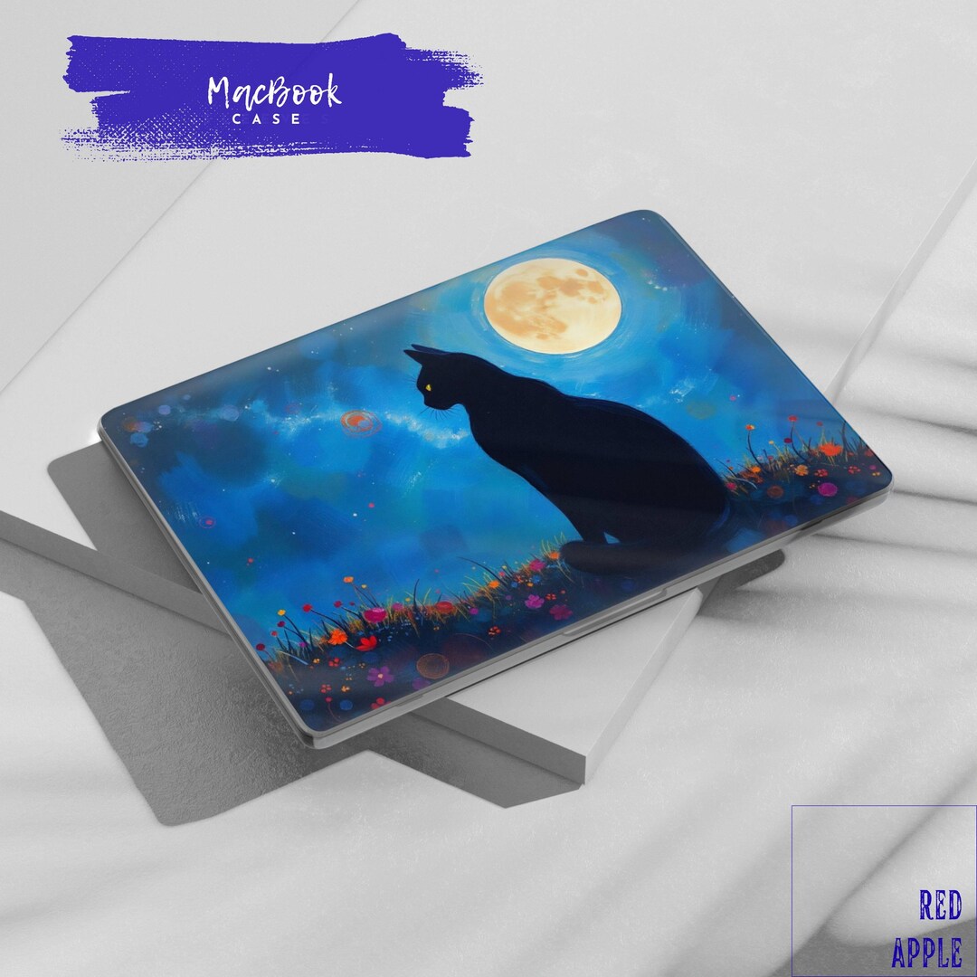 Cosmic Feline MacBook Case | Cat Silhouette Laptop Cover for MacBook ...