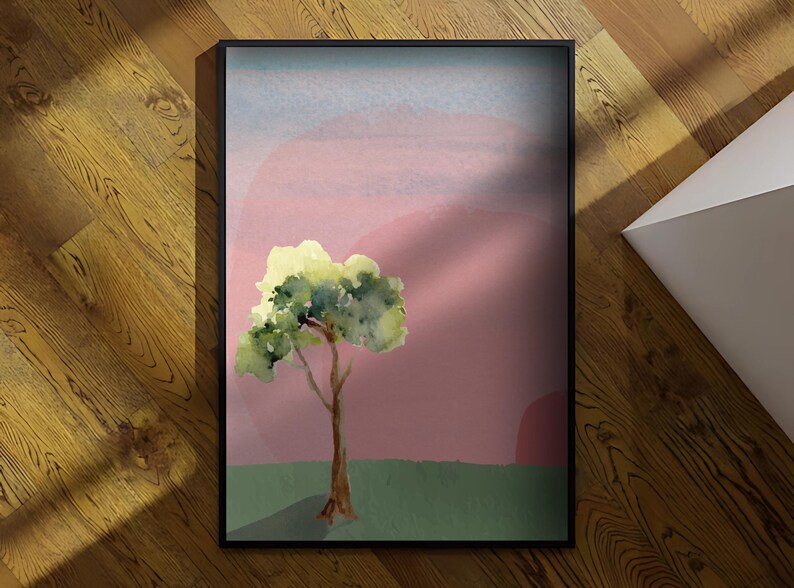 Minimalist Inspired Printable Landscape Poster, Warm Sunset, Calming ...