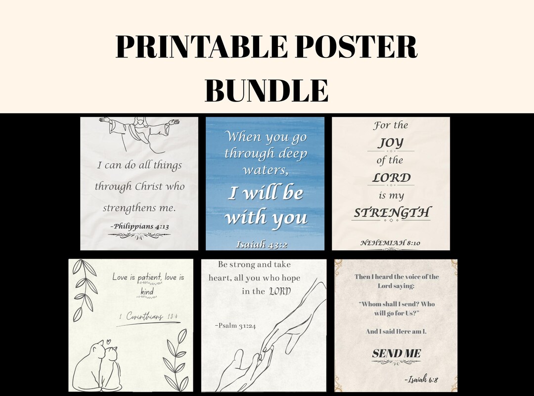 Printable Poster Bundle! Bible Verse Scripture Wall Art, Beautiful ...