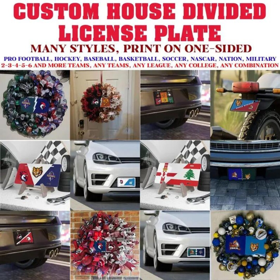 Personalized House Divided License Plate for Car Moto, College Football ...